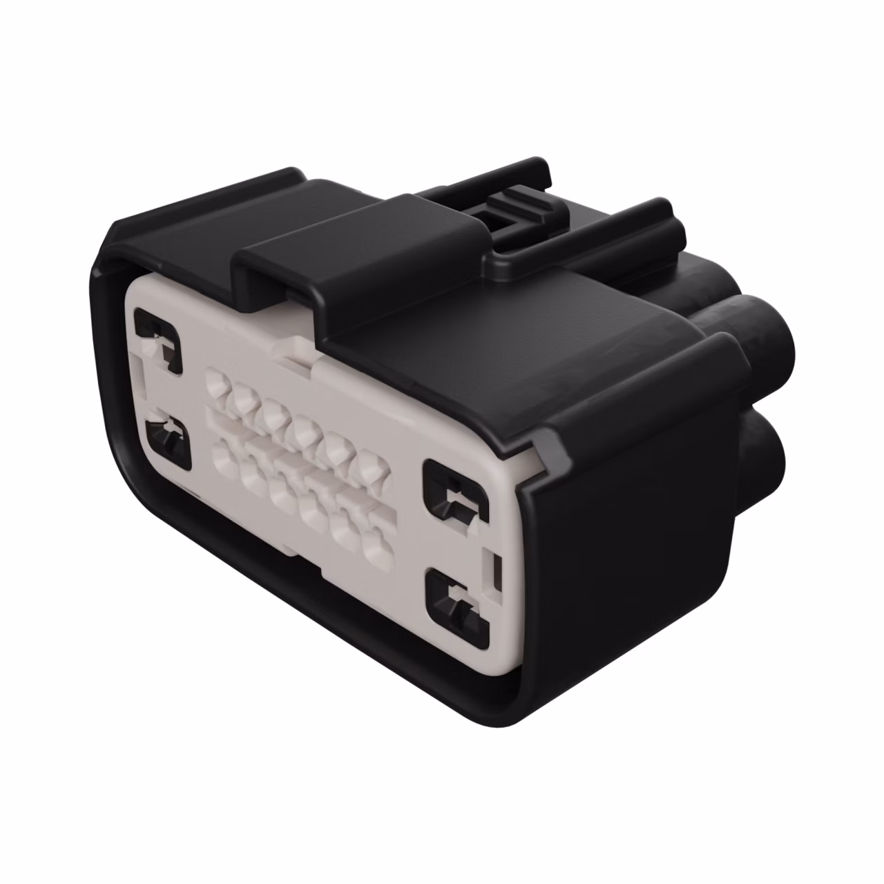 MX150 Hybrid Mat-Sealed Female Connector Assembly, Dual Row, 16 Circuits, Keying Option A, with Clipslot, Black for sale
