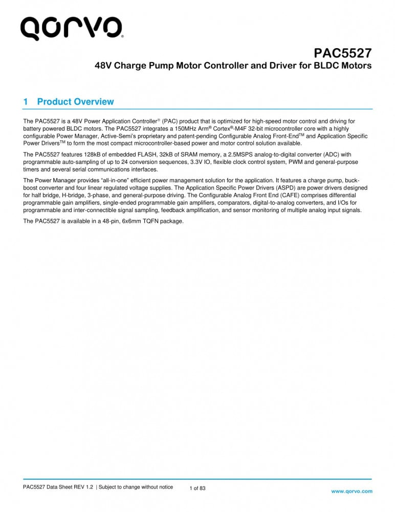 PAC5527QM datasheet page 1