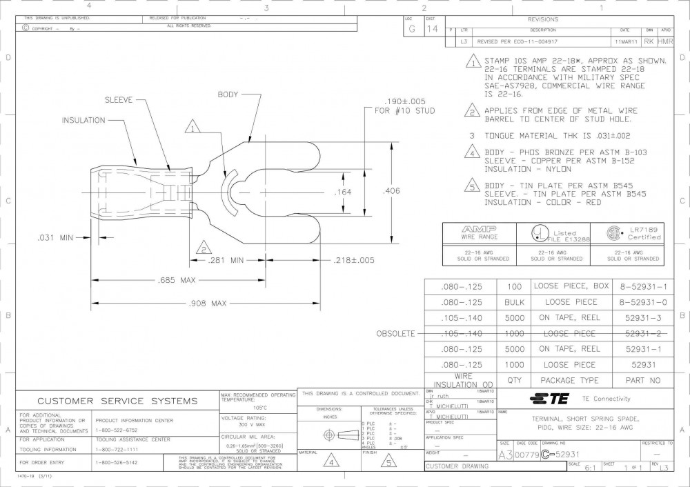 TE Connectivity 52931-1 technical drawing