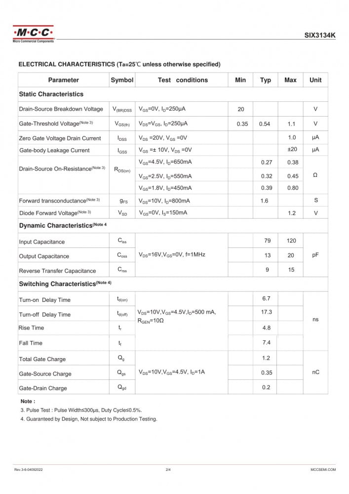 SIX3134K-TP datasheet page 2