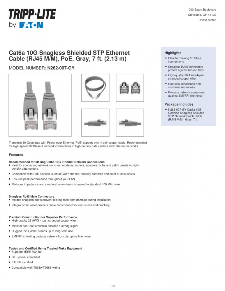 N262-007-GY technical document page 1