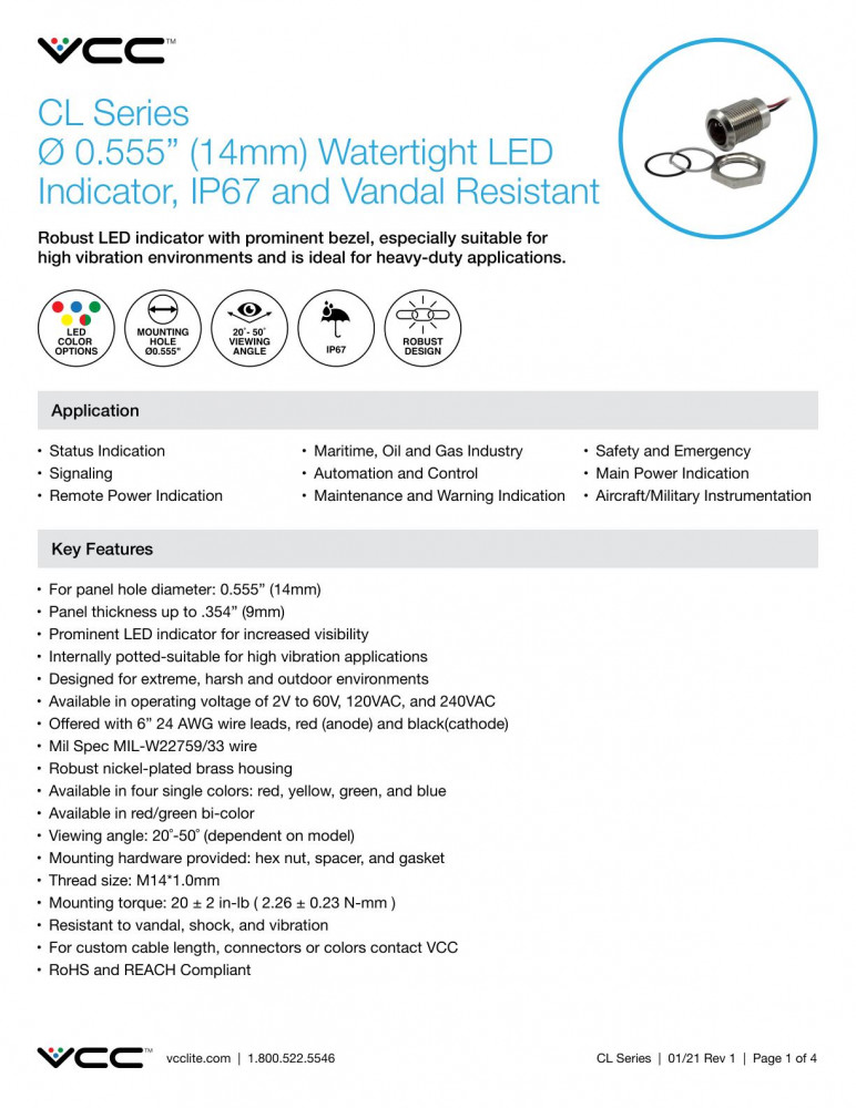 VCC CL Series technical document, page 1