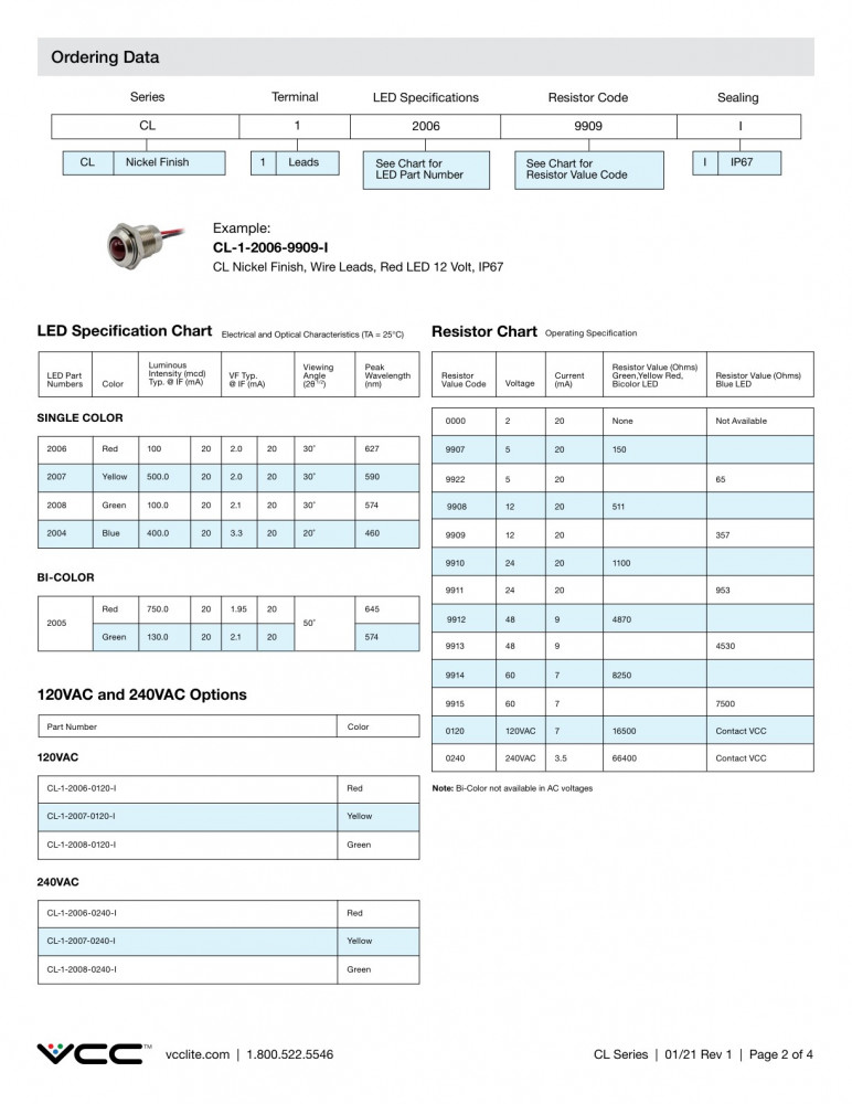 VCC CL Series technical document, page 2