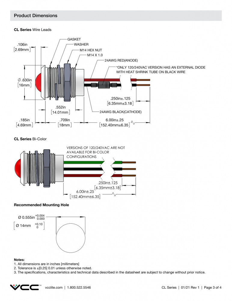 VCC CL Series technical document, page 3