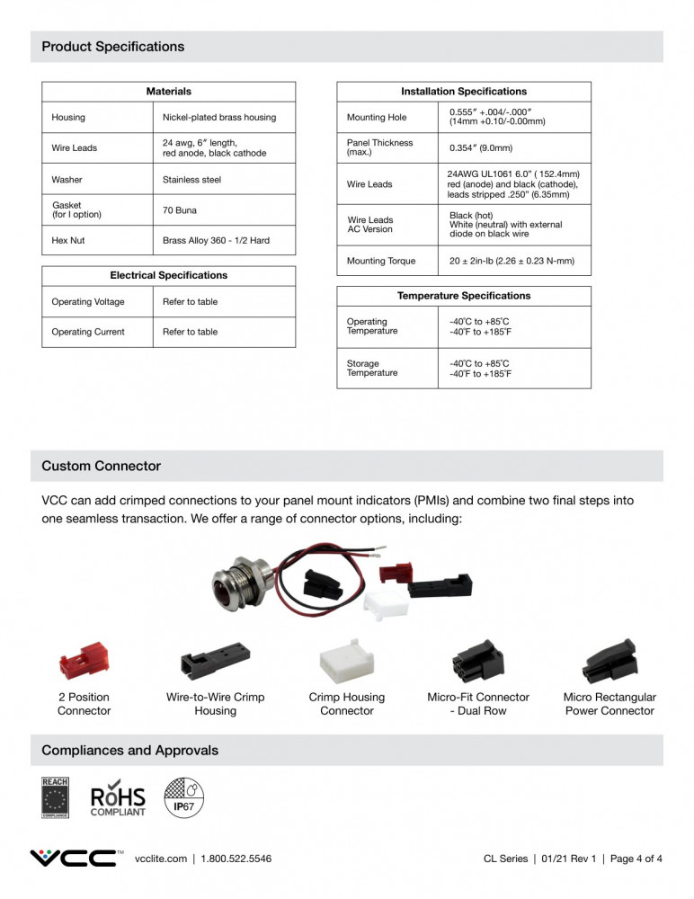 VCC CL Series technical document, page 4
