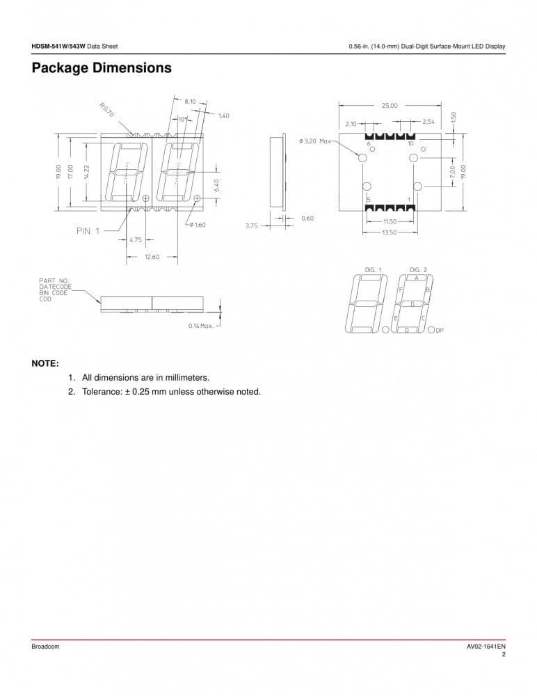 HDSM-543W datasheet page 2