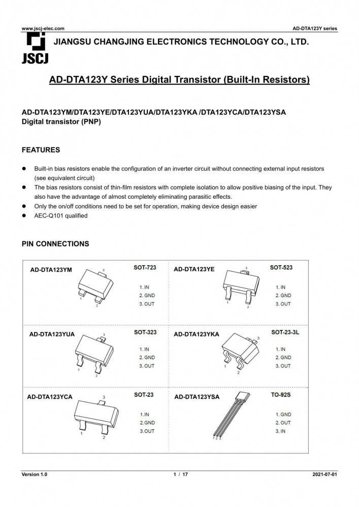 AD-DTA123Y datasheet page 1