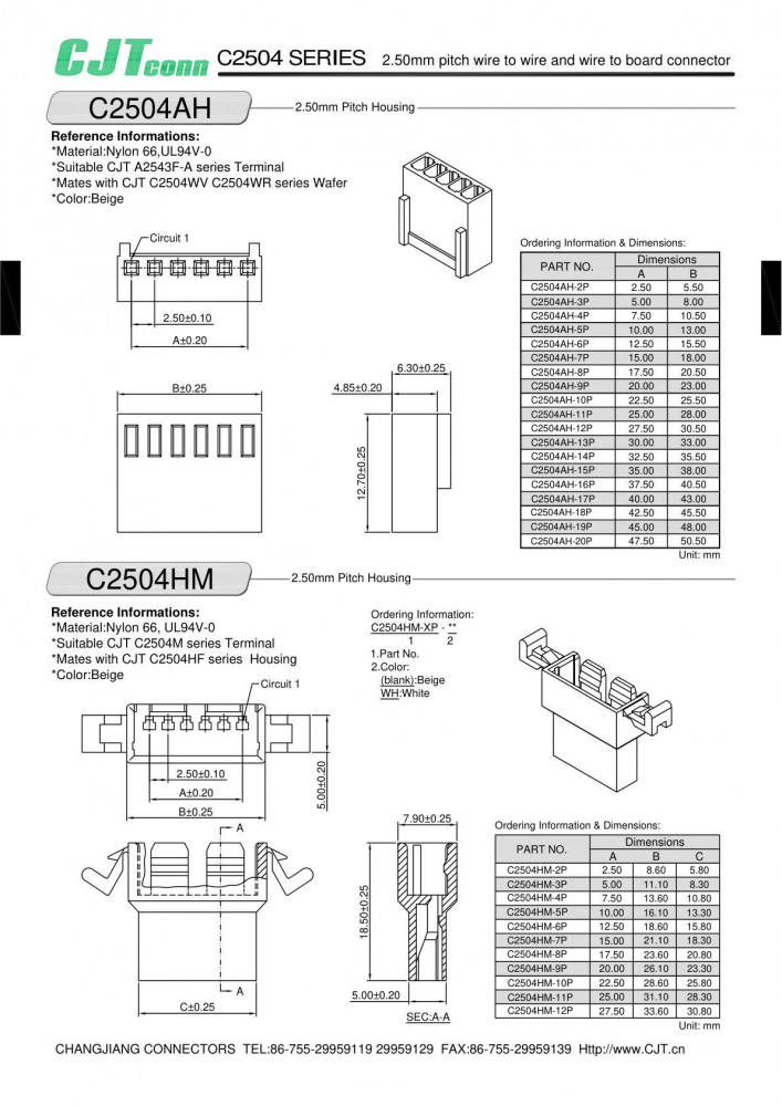 CJT C2504 series technical document page 4