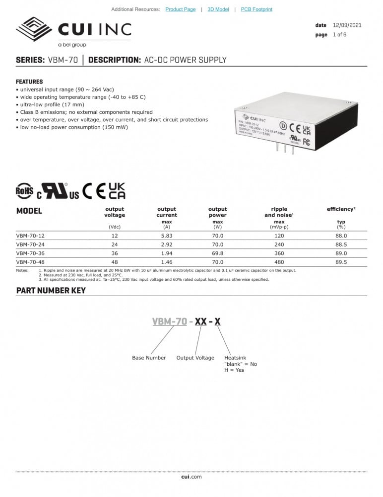 VBM-70-48-H datasheet page 1