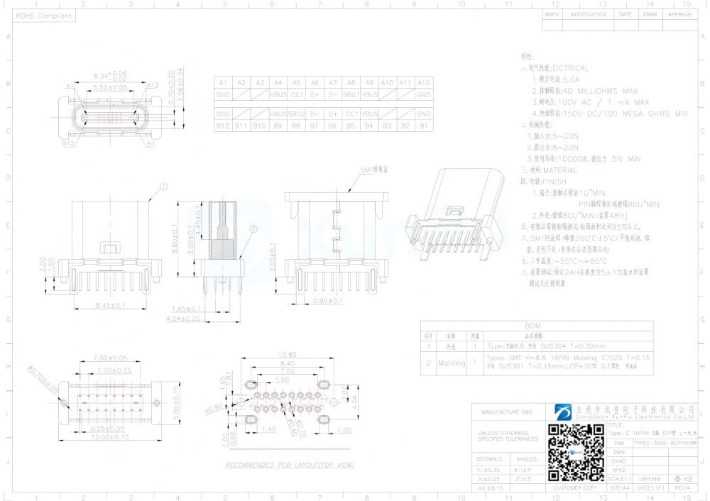 TYPEC-300D-BCP16H88 technical drawing page 1