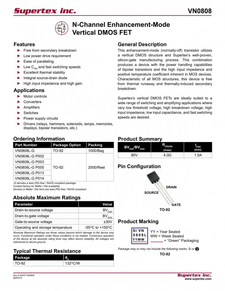 VN0808L-G datasheet page 1