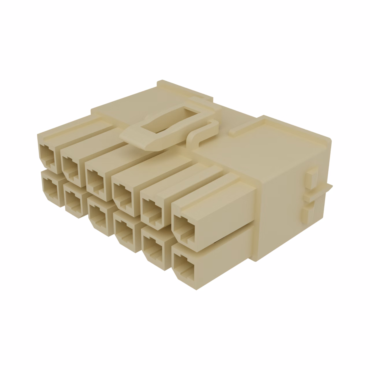 Mega-Fit ColorLock Tangless TPA-Capable Receptacle Housing, Dual Row, 12 Circuit, UL 94V-0, Glow-Wire Capable, Natural for sale