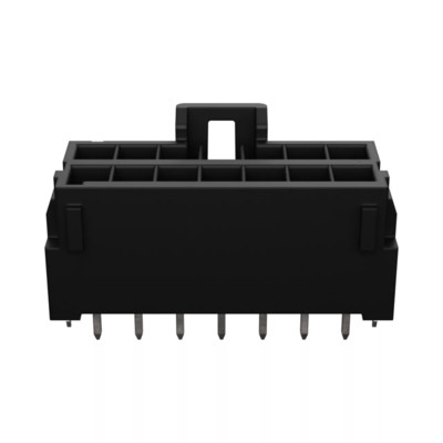Ultra-Fit Vertical Header, 3.50mm Pitch, Dual Row, 14 Circuits, with Solder Clips, 0.76µm Gold (Au) Plating, Black, Glow-Wire Capable, Embossed Tape on Reel for sale