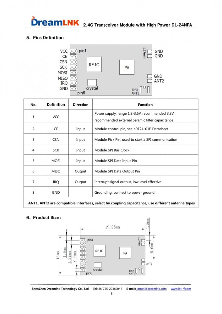 DL-24NPA-2.4G datasheet page 5