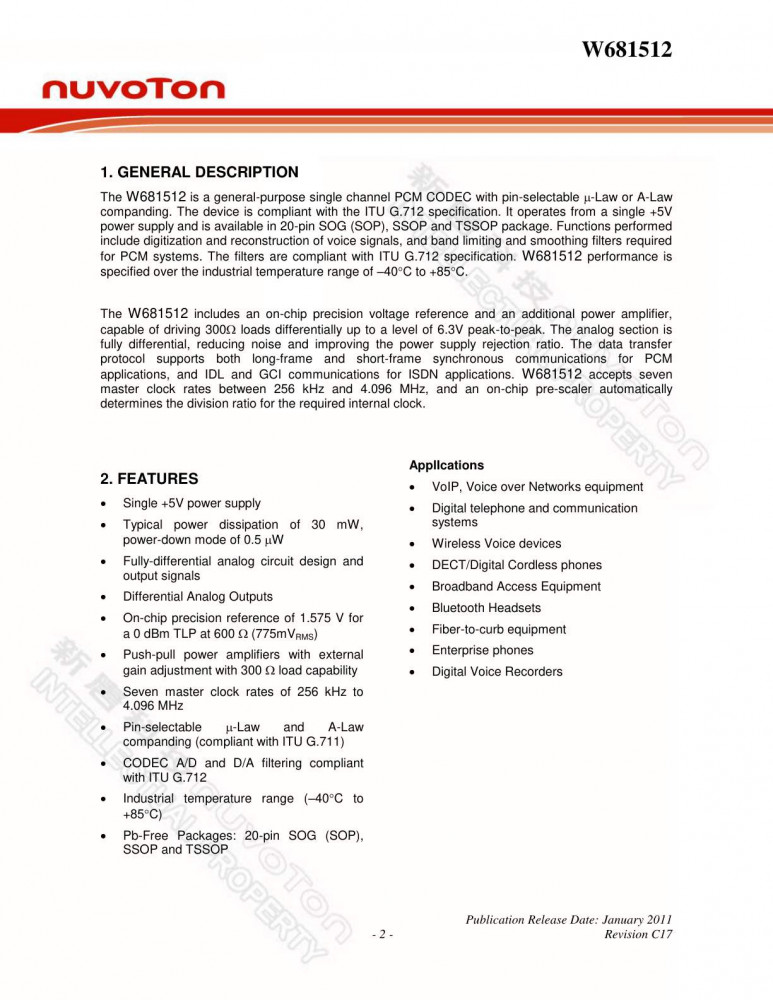 W681512 datasheet page 2