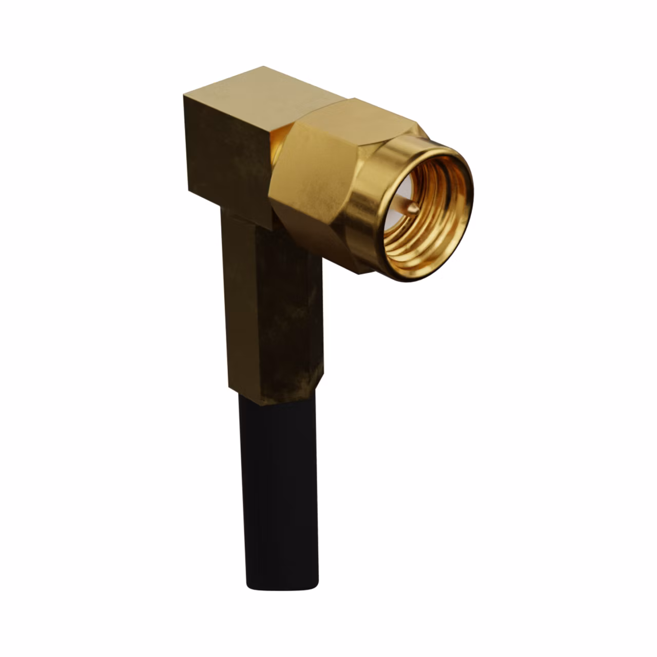 SMA Plug, Right-Angle, Crimp, RG-141, RG-303 and RG-58 Cable, Crimp, Body Brass, Gold (Au) Plated, 50 Ohms for sale