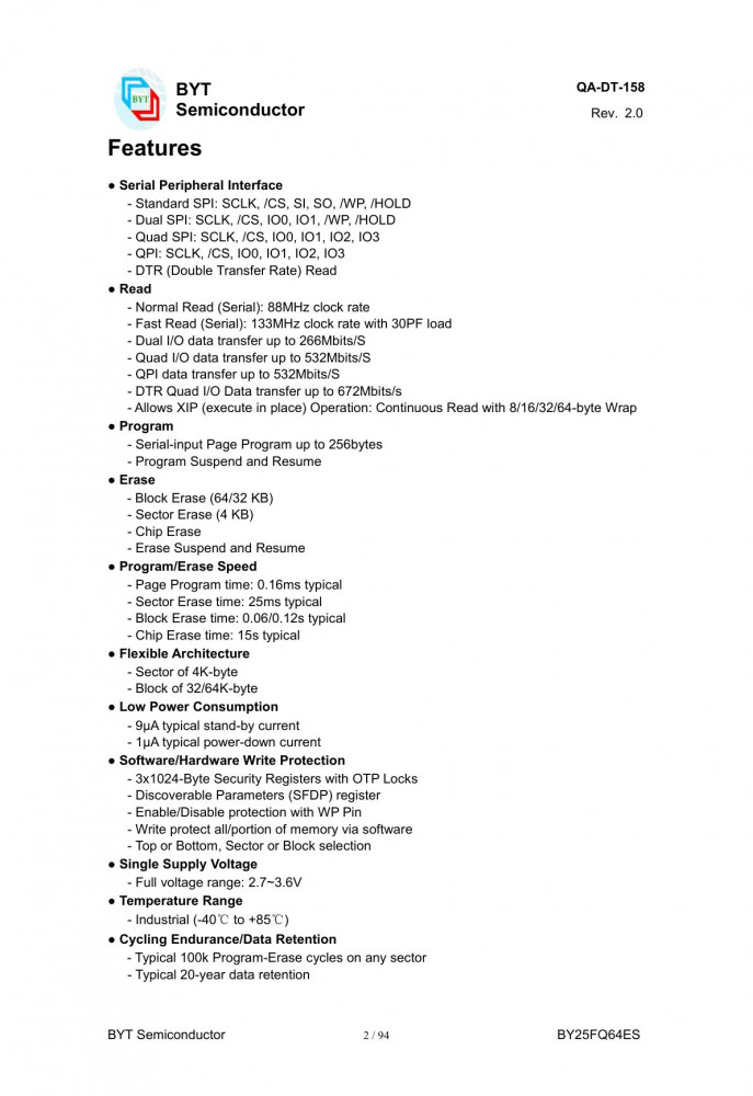 BY25FQ64ES datasheet page 2