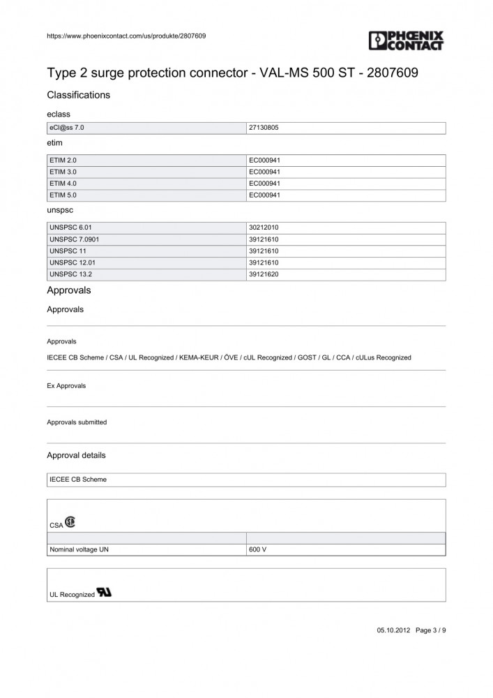 VAL-MS 500 ST 2807609 datasheet page 3