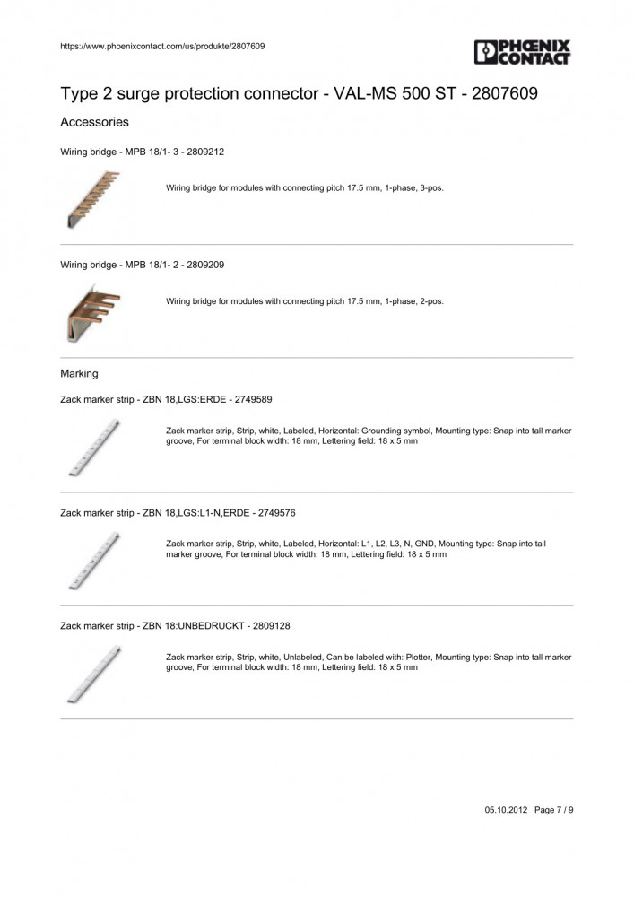 VAL-MS 500 ST 2807609 datasheet page 7