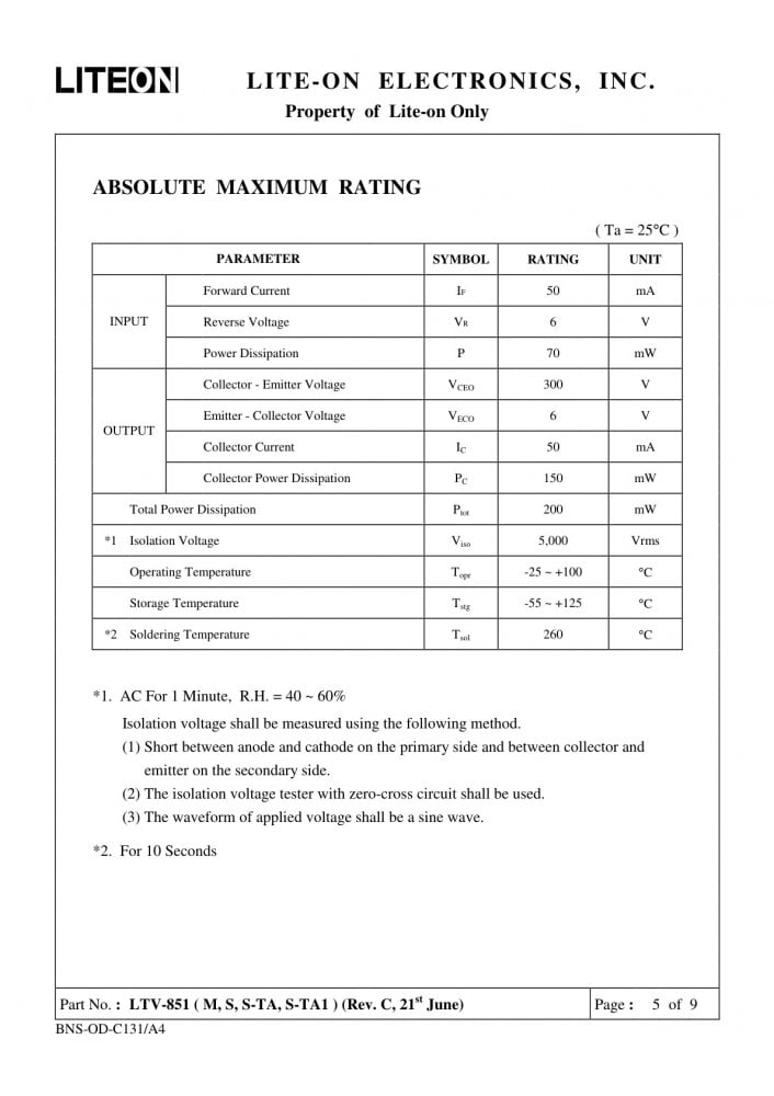 LTV-851 datasheet page 5
