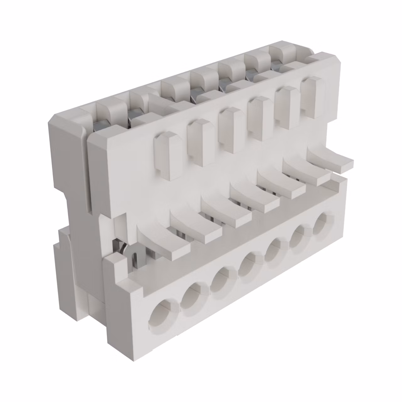 Appli-Mate RAST 2.5 IDT Housing, 2.50mm Pitch, Female, 14 Circuits, Beaded Terminal, Position Keys A & O Removed, Slotted Endwalls, Polarizing Rib Between Circuits 2 & 3