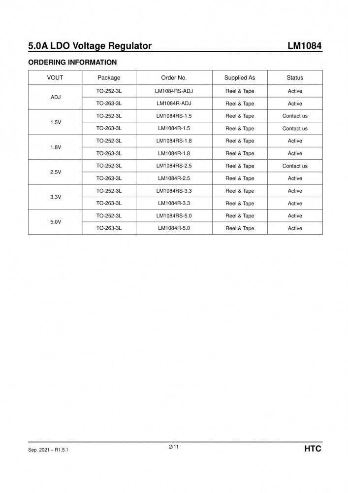 HTC LM1084R-5.0 datasheet page 2