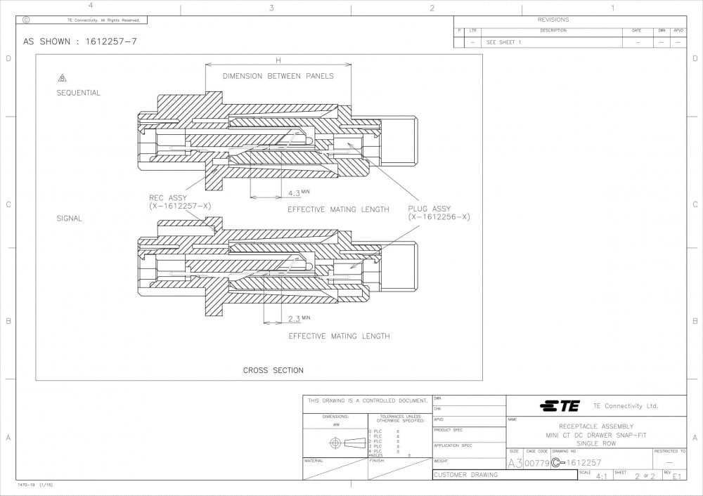 TE Connectivity 1612257-7 controlled drawing, sheet 2
