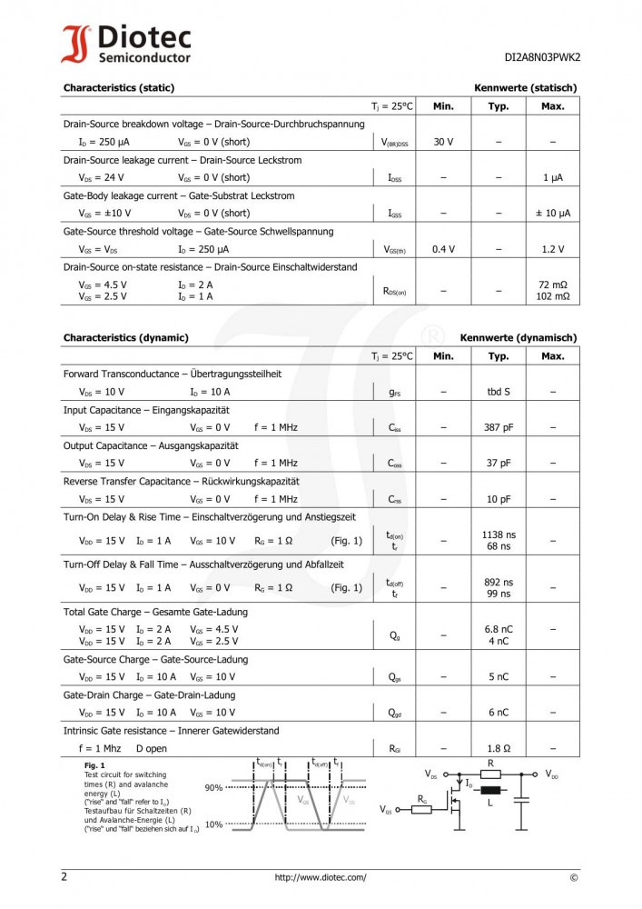DI2A8N03PWK2-AQ datasheet preview, page 2