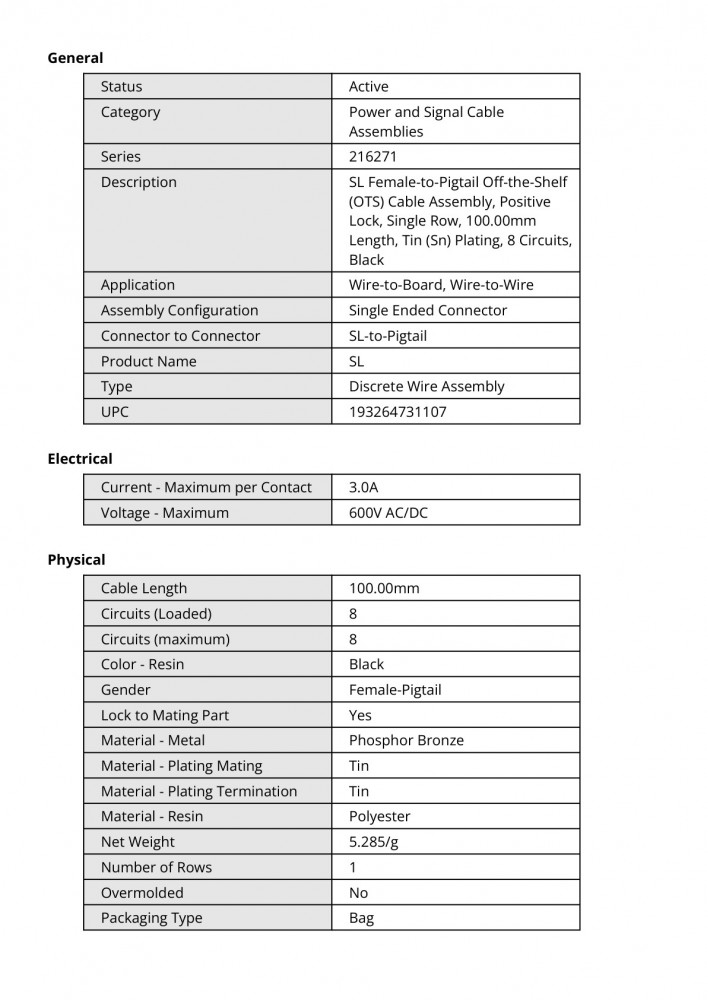 Technical document page 2 for MOLEX 2162711081