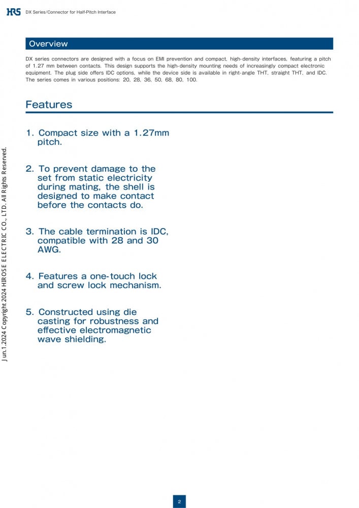 HRS DX Series datasheet page 2