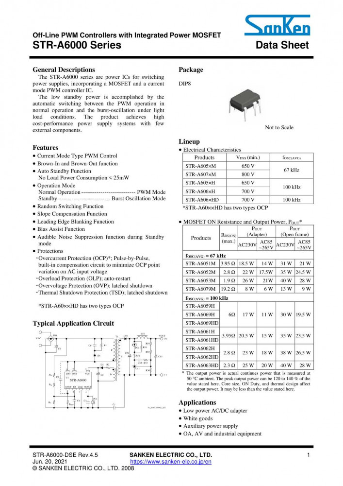 STR-A6069H technical document page 1