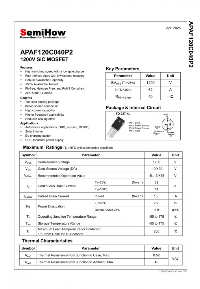 APAF120C040P2 datasheet page 1