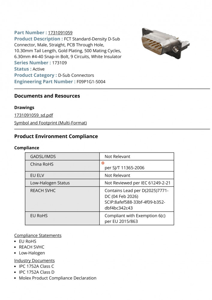 MOLEX 1731091059 technical drawing preview, page 1