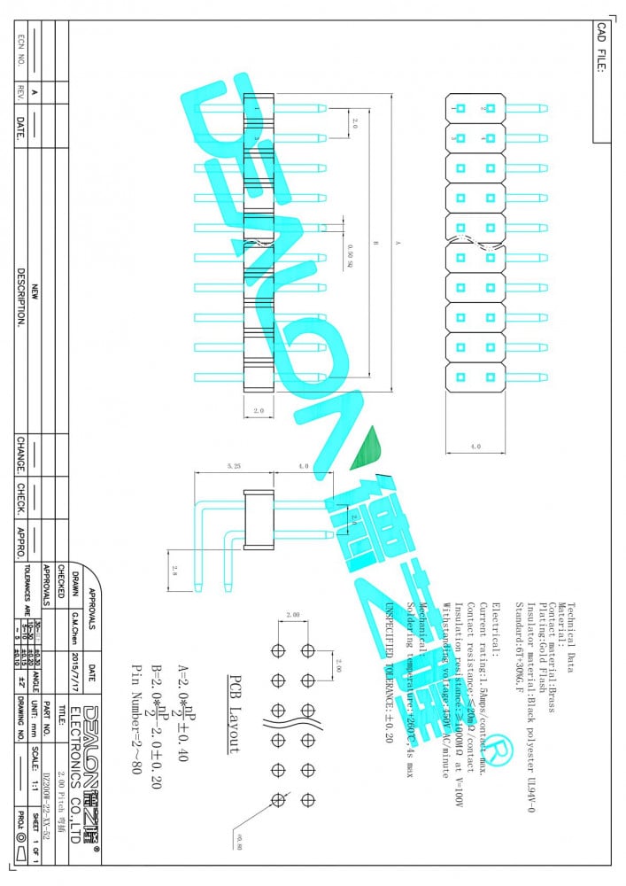 DEALON DZ200W-22-06-52 technical drawing