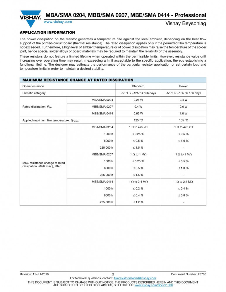 VISHAY MBB/SMA 0207 datasheet page 2