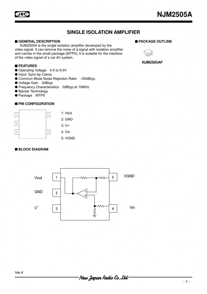 NJM2505AF-TE1 datasheet page 1