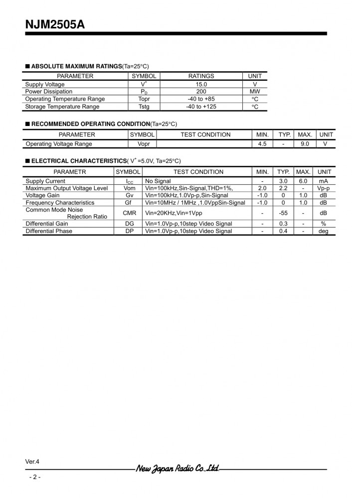 NJM2505AF-TE1 datasheet page 2