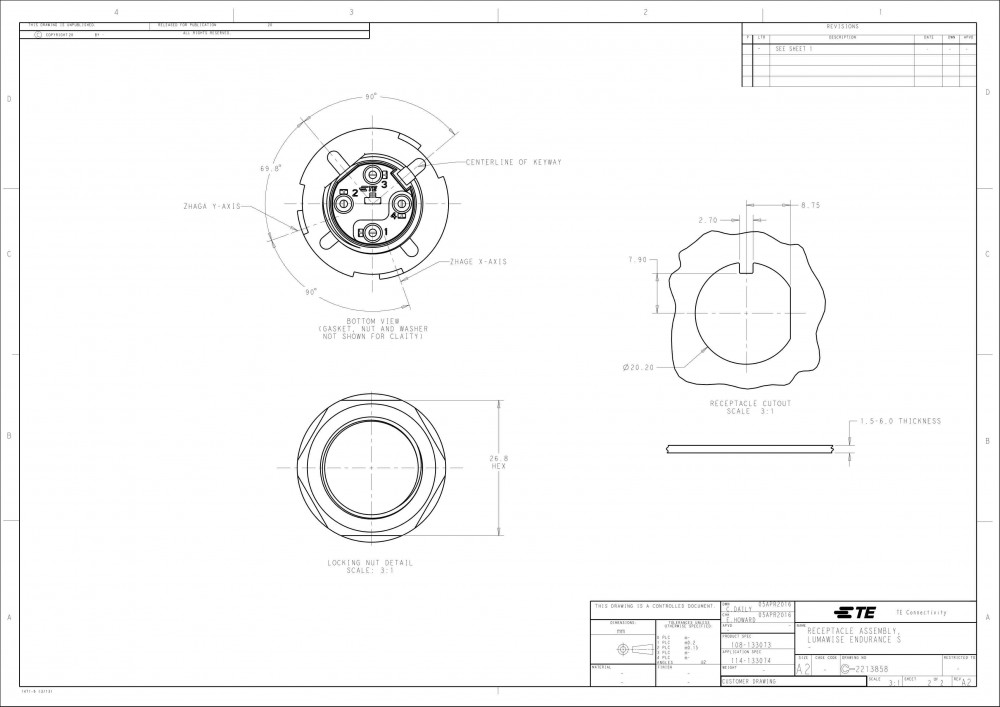 TE Connectivity 2213858-1 technical drawing page 2