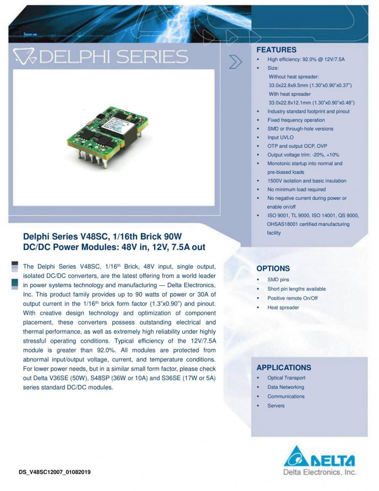 V48SC12007NRFA datasheet page 1
