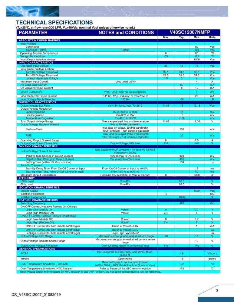 V48SC12007NRFA datasheet page 3