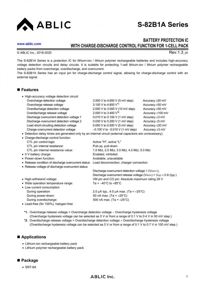 S-82B1A datasheet page 1