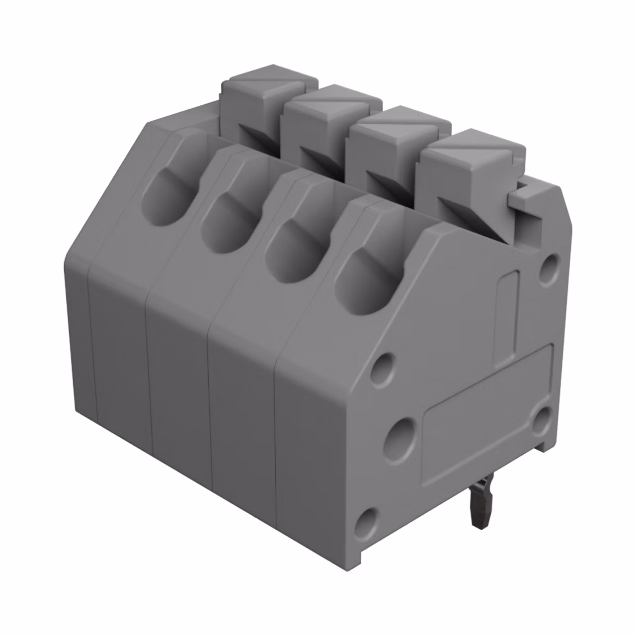 Eurostyle Fixed-Mount Push-Button Terminal Block, 3.50mm Pitch, 45° Modular, 4 Circuit, 5A, 20-16 AWG, Light Gray for sale