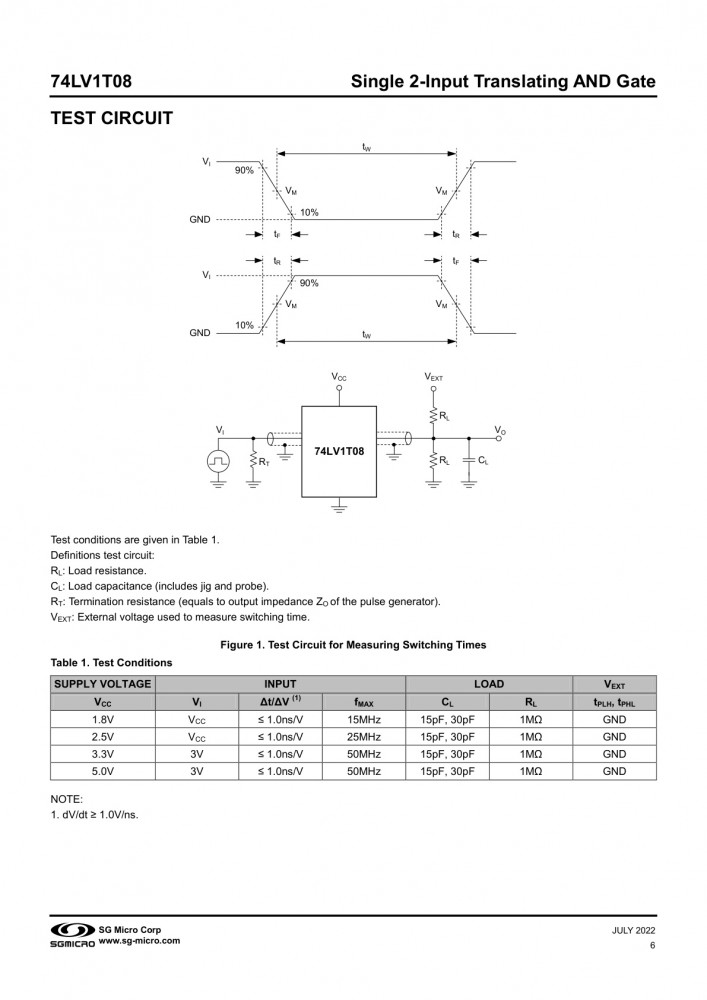 74LV1T08 datasheet page 6