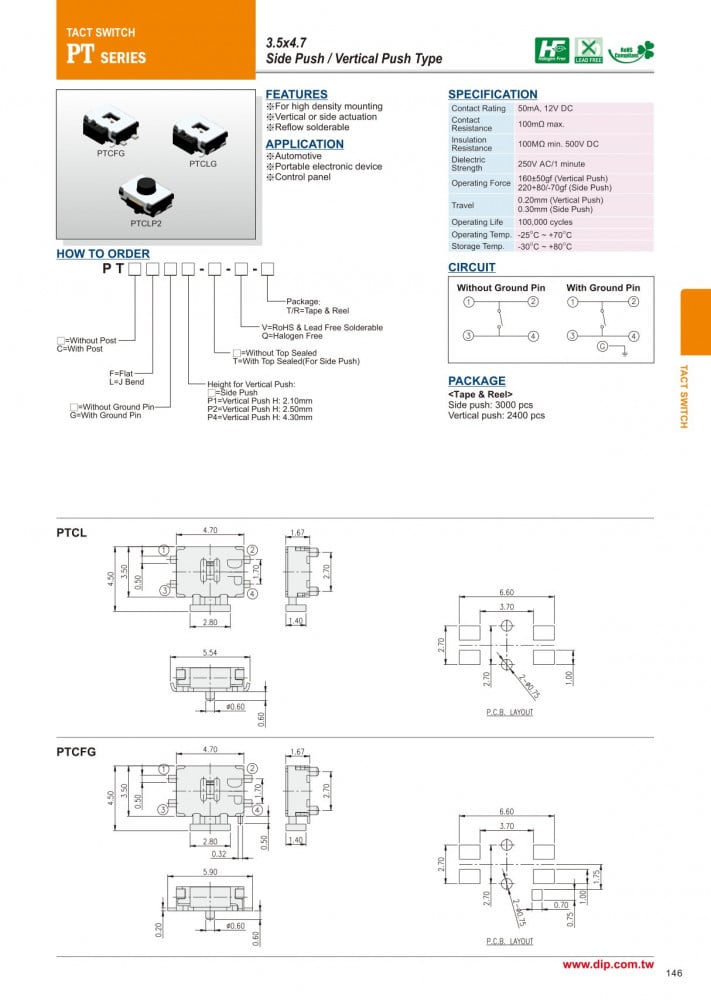 Diptronics PTLP2-V-T/R datasheet page 1