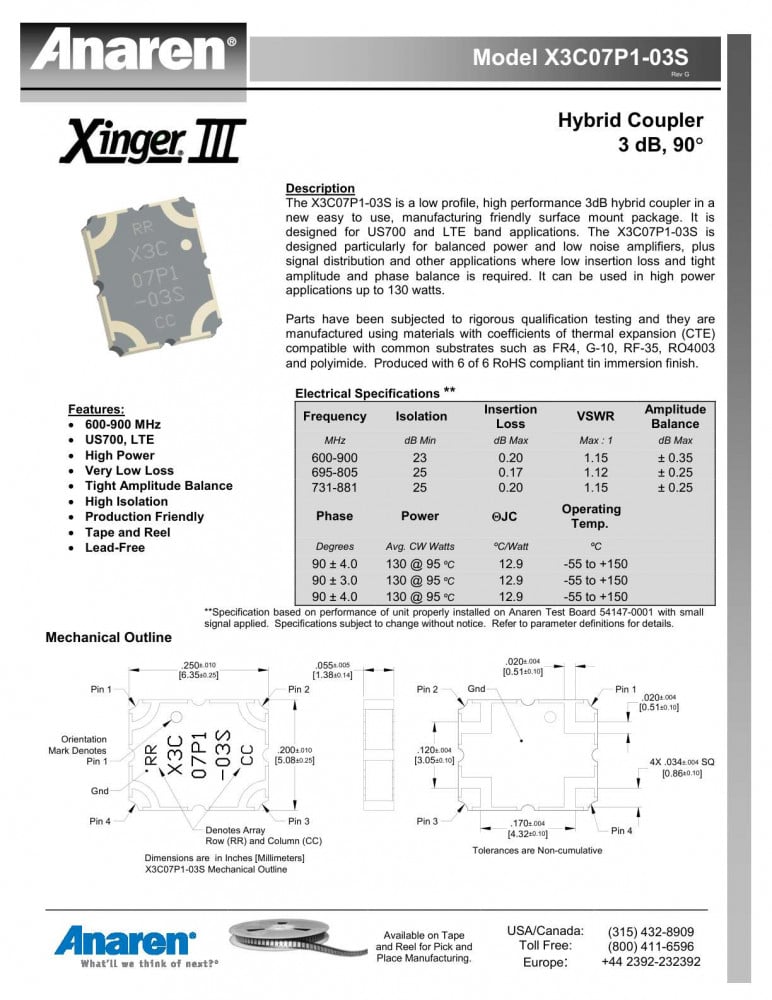X3C07P1-03S datasheet page 1