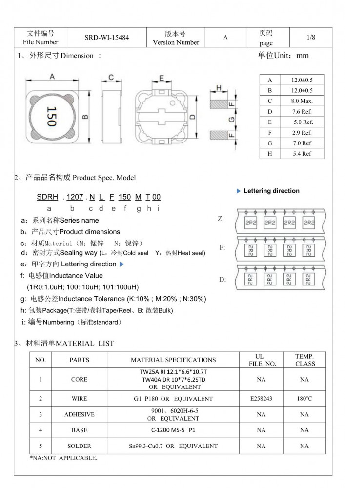SDRH.1207.NLF150MT00 approval specification page 3