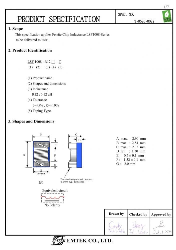 EMTEK LSF1008 specification page 2