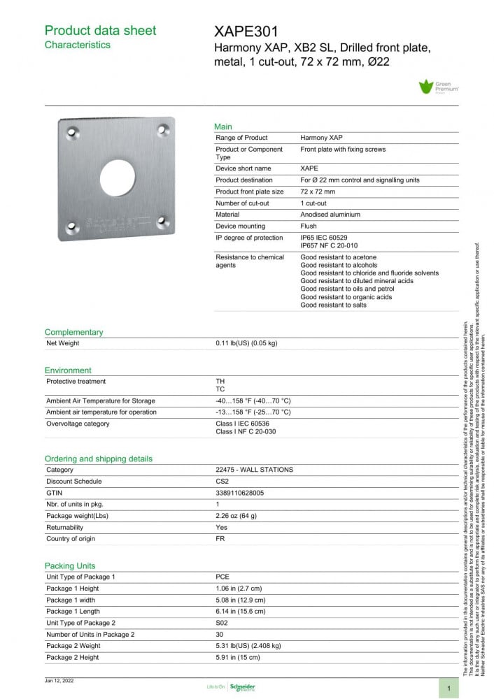 XAPE301 technical documentation page 1
