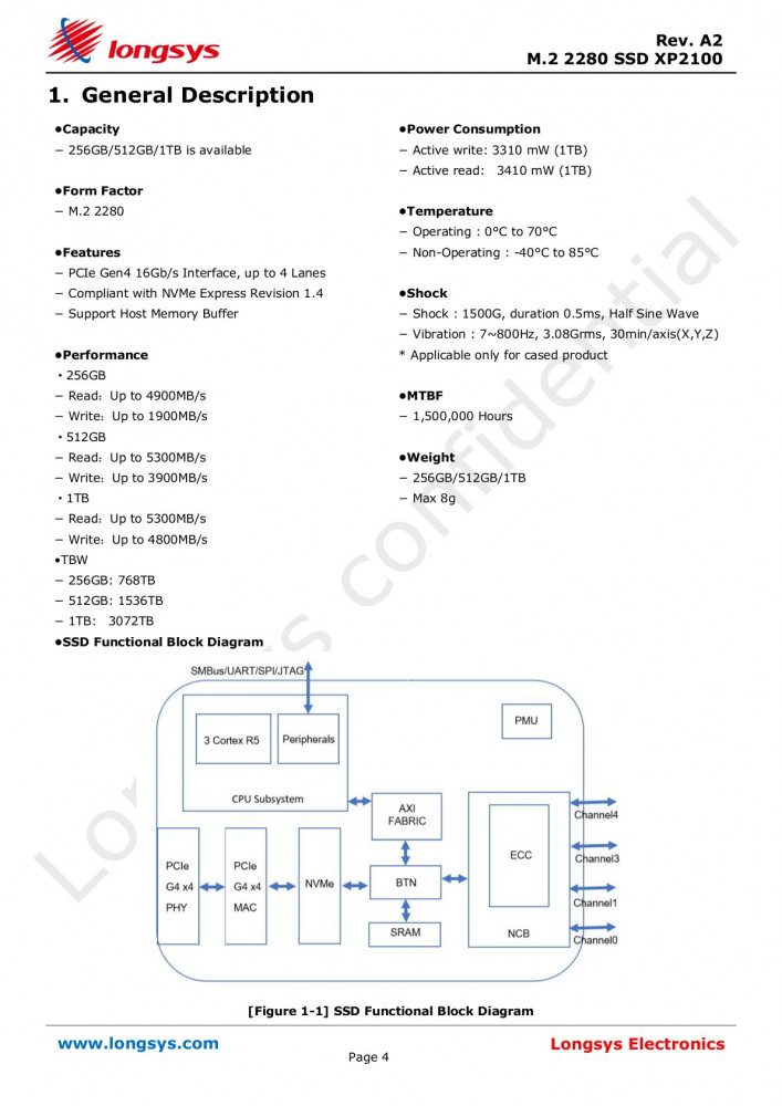 FORESEE XP2100 datasheet page 4