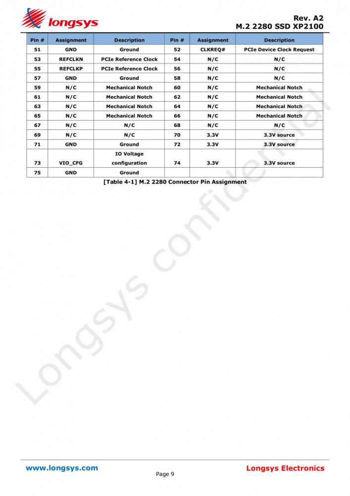 FORESEE XP2100 datasheet page 9